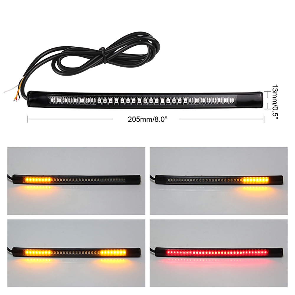 1Pcs Motorcycle Flexible 48 LED Brake Turn Signal Light Strip License ...