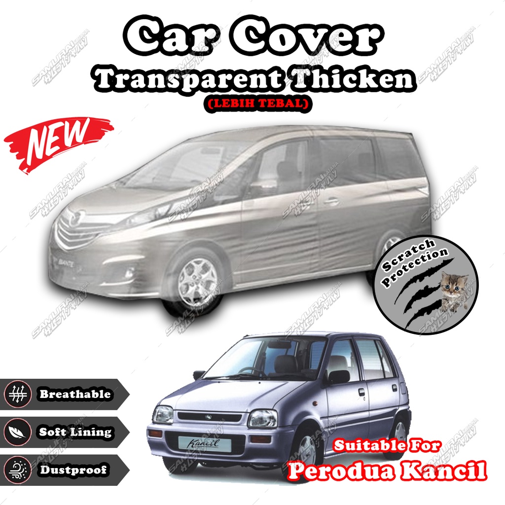 🚗 Kancil 🚗 Transparent Thicken PE 0.08mm Thick Single Layer Car Cover ...