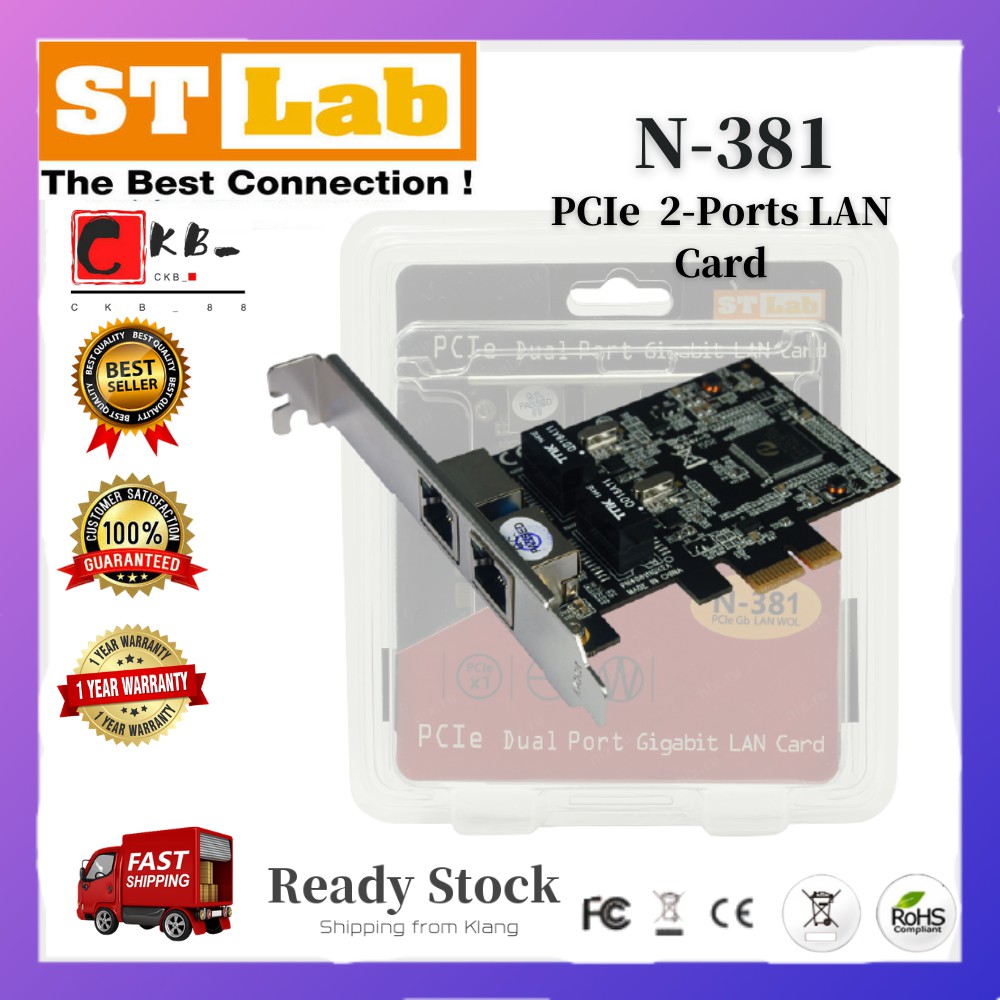 🔥Ready Stock🔥STLAB N-381 PCIE LAN 2-Ports Gigabit NIC Card (Original ...