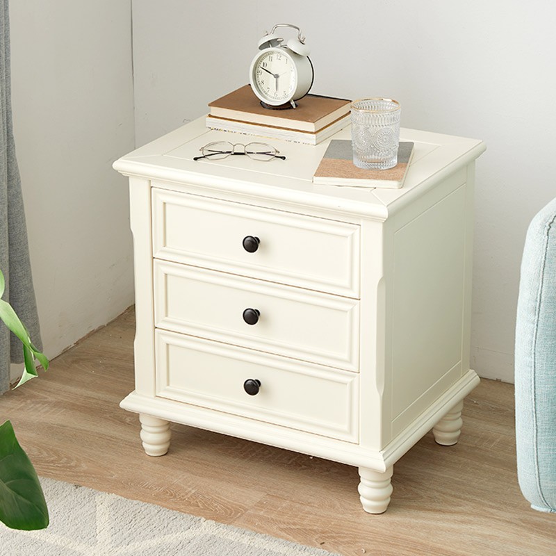 European style bedside table Bedside cabinet all solid wood-style ...