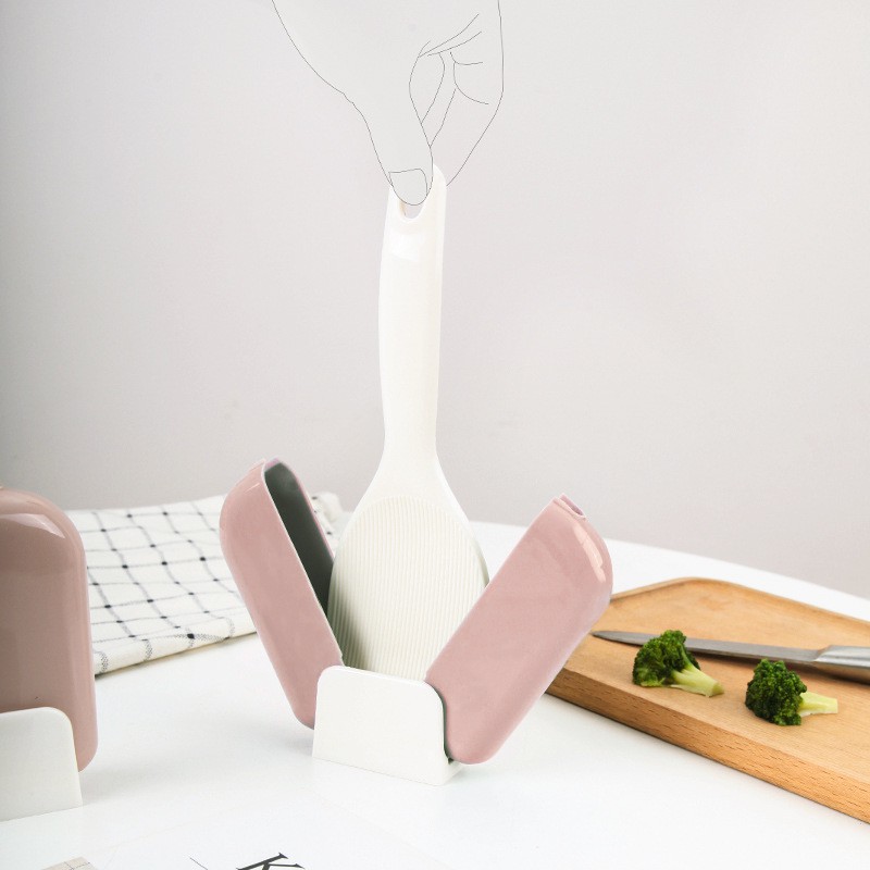 Stand-up rice scoop storage rack automatically opens and closes dust ...