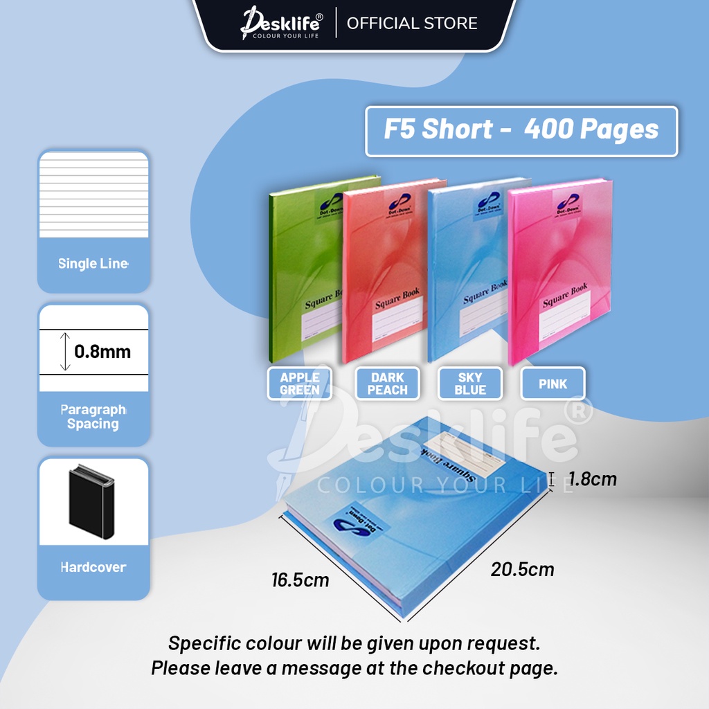 Desklife Dot Down F4 F5 Hard Cover Logbook Buku Log Foolscap Book ...