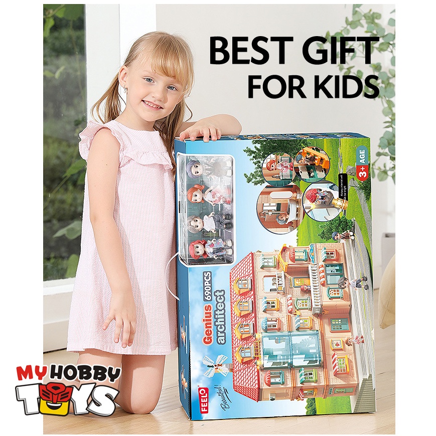 Feelo 3 Storeys Villa Big House Dollhouse Building Blocks ( Du plo Size ...