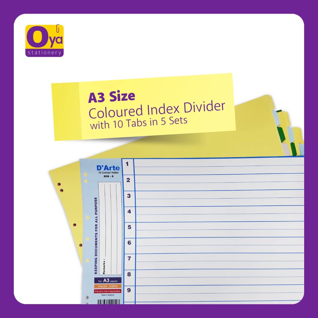 A3 Size Coloured Index Divider with 10 Tabs in 5 Sets | Shopee Malaysia