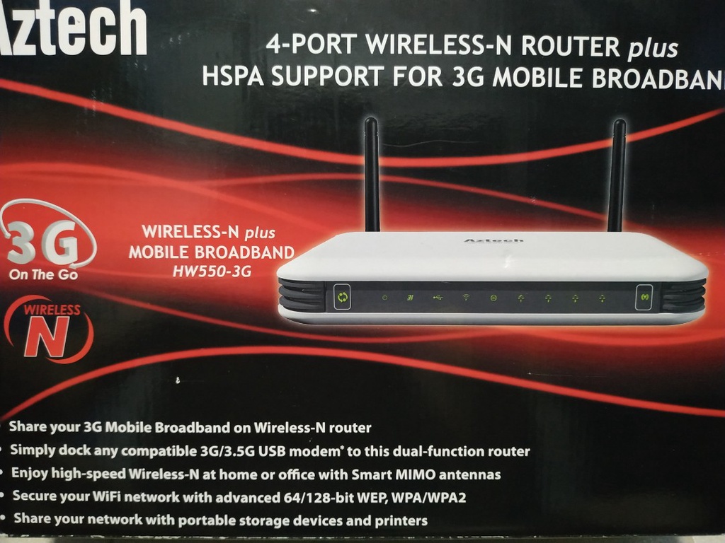 Aztech 4-Port Wireless-N Router Plus HSPA Support For 3G Mobile ...
