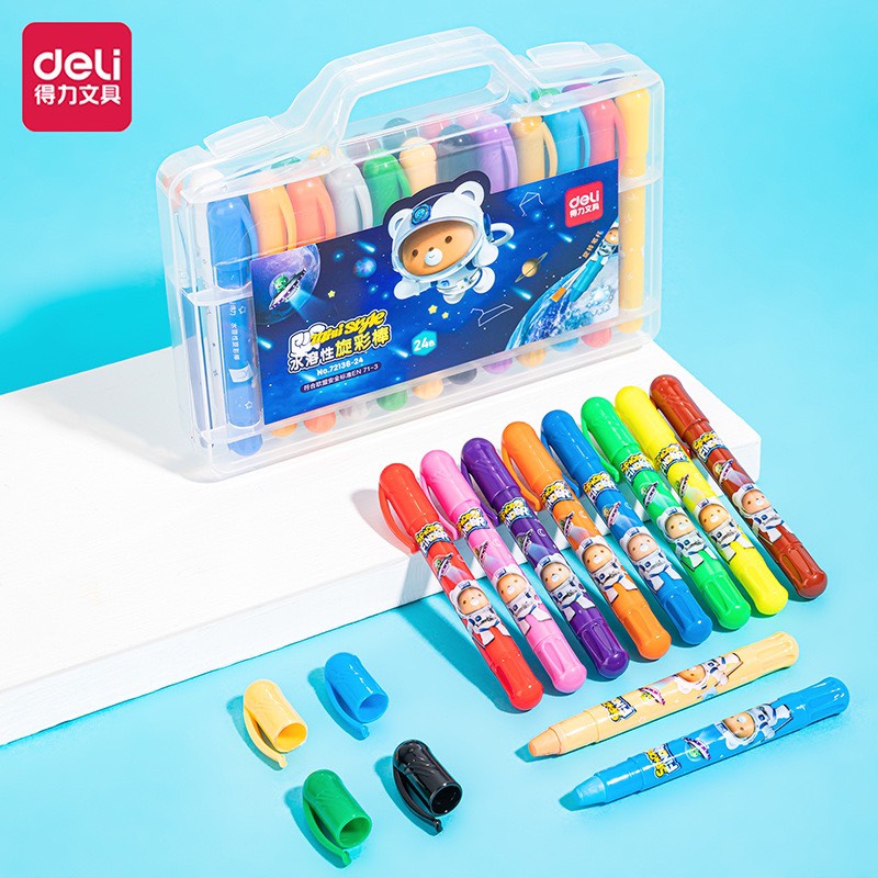 Deli crayons with plastic box | Shopee Malaysia