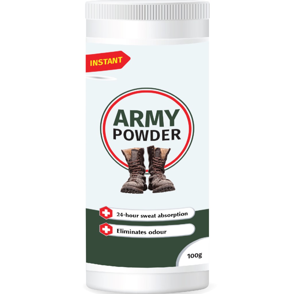 Army Powder 100g (24 Hour Sweat Absorption Eliminate Smell) | Shopee ...
