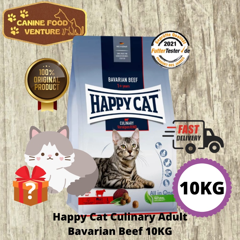 Happy Cat Culinary Adult Bavarian Beef Makanan Kuching 10KG | Shopee ...