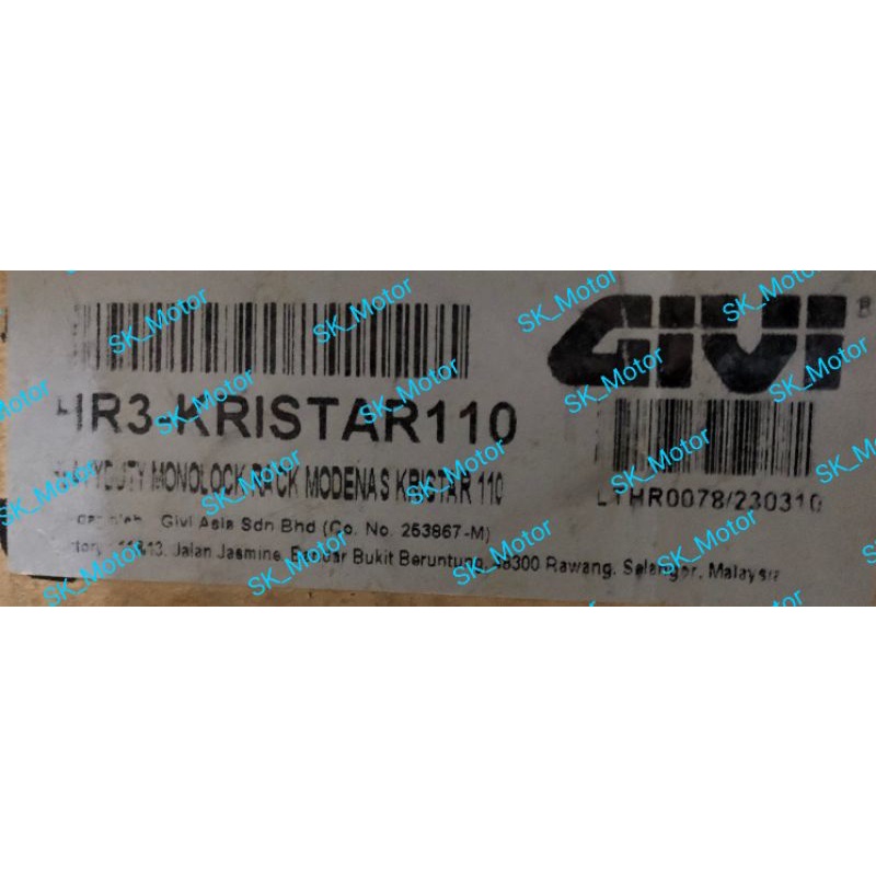 GIVI Modenas KRISS 110 120 MR1 MR2 EURO 3 MR3 KARISMA 125 KRISTAR HR3 ...