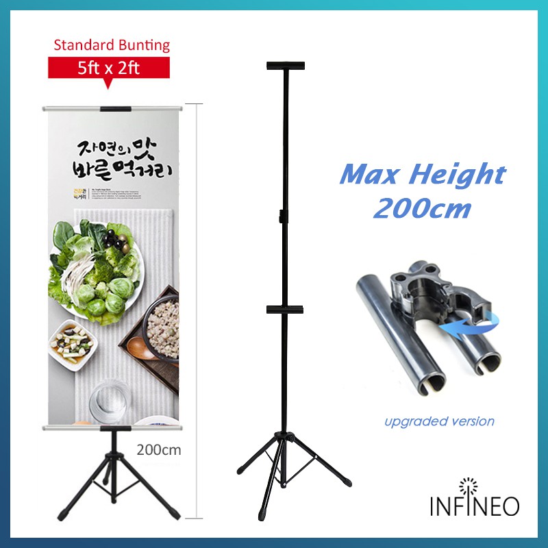 Tripod Bunting Banner Display Stand Double Sided For Standard 5ft x 2ft ...