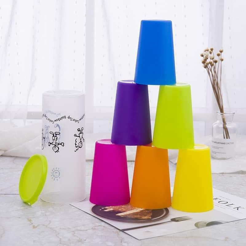 Ready Stock- Rainbow cup set for party dining traveling picnic | Shopee ...