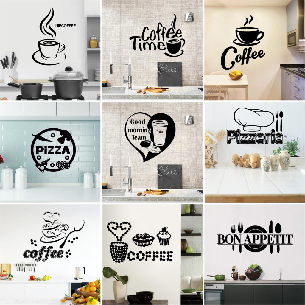Kitchen Wall Sticker For Restaurant Decor Pizza Coffee Home Decoration ...