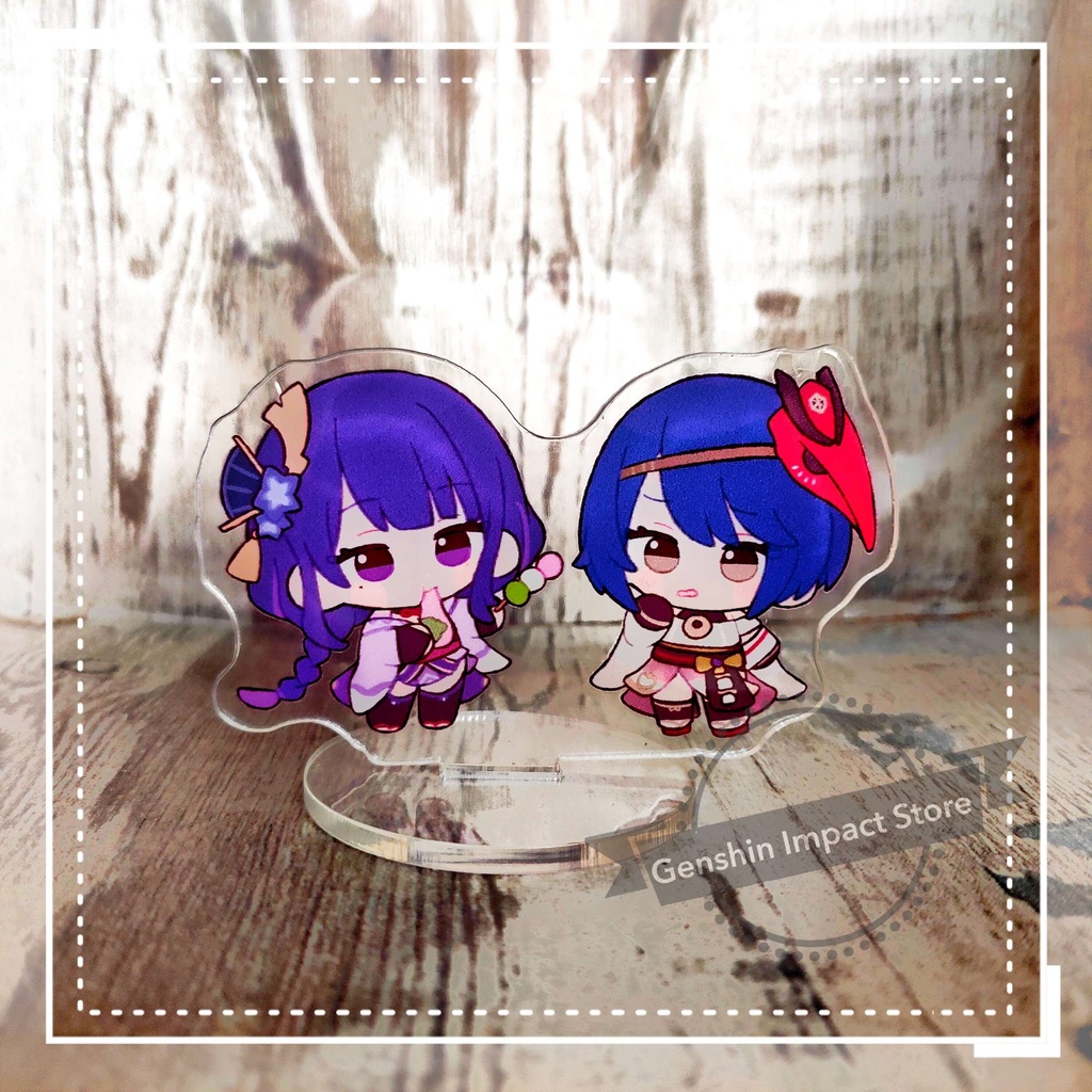 Chibi couple mini standee model Genshin Impact Raiden Ei Yae Kazuha ...