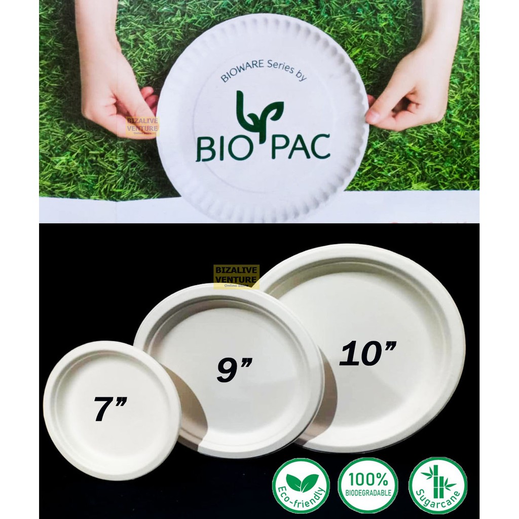 50 Pcs | Biodegradable Plate | Sugarcane Bagasse Plate | Disposable ...