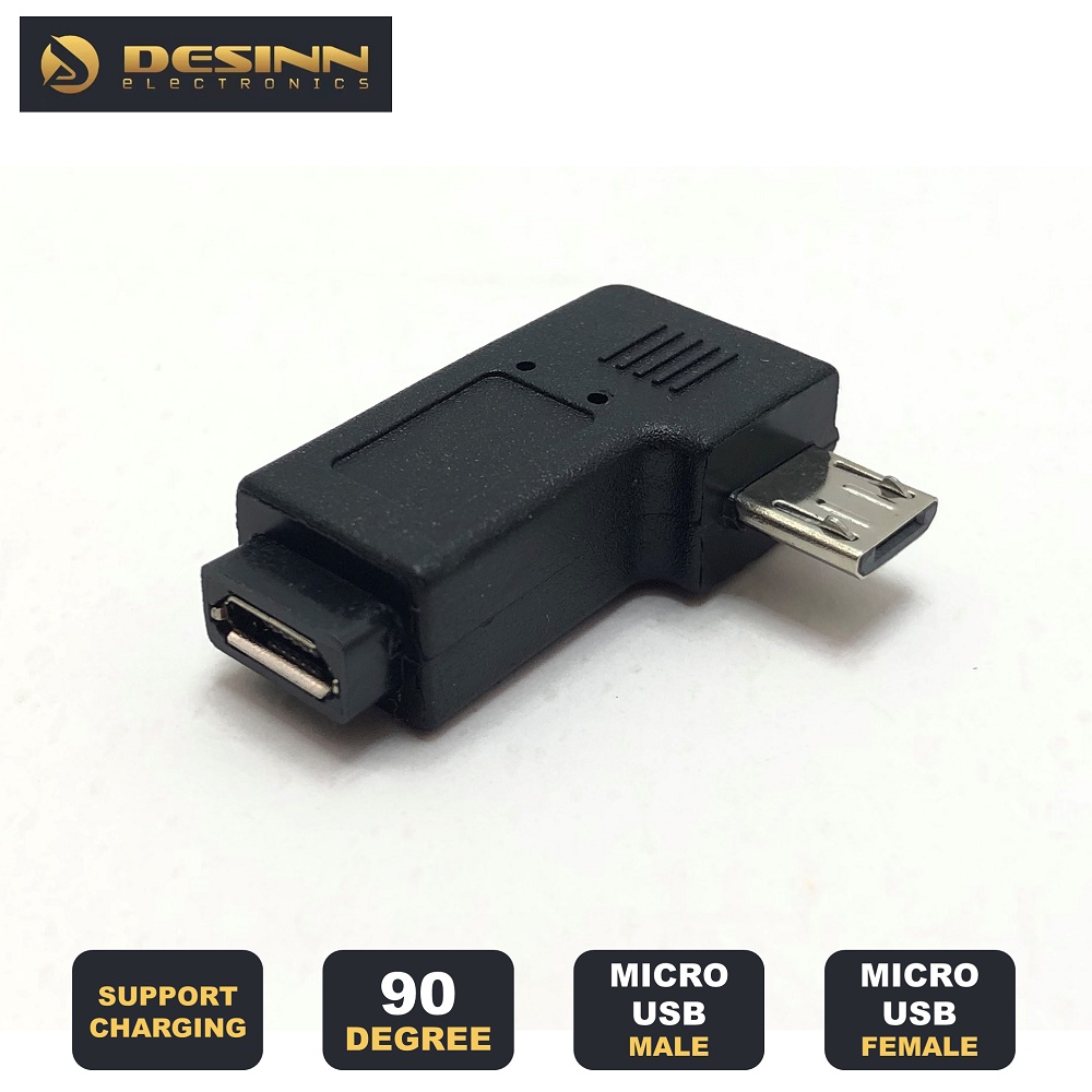 Micro USB 5 Pin Male to Female L Shape Adapter Connector Changer ...