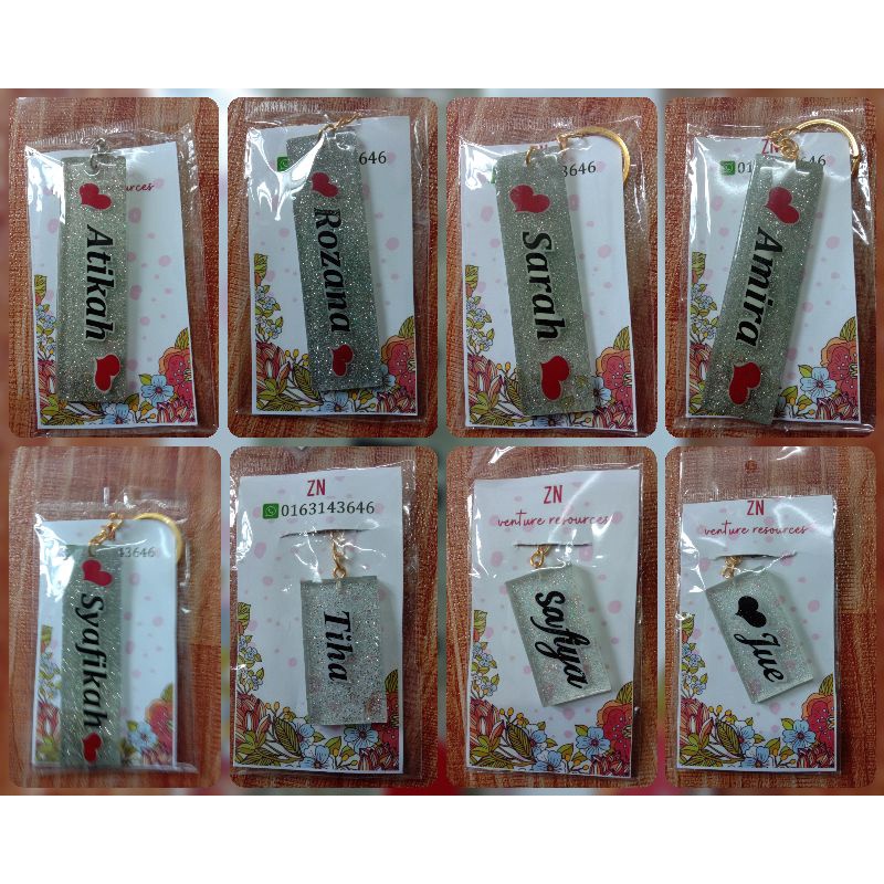 KEYCHAIN NAMA READY STOK (BELI 4 SET FREE 1 ANAK PATUNG DALAM LIVE ...