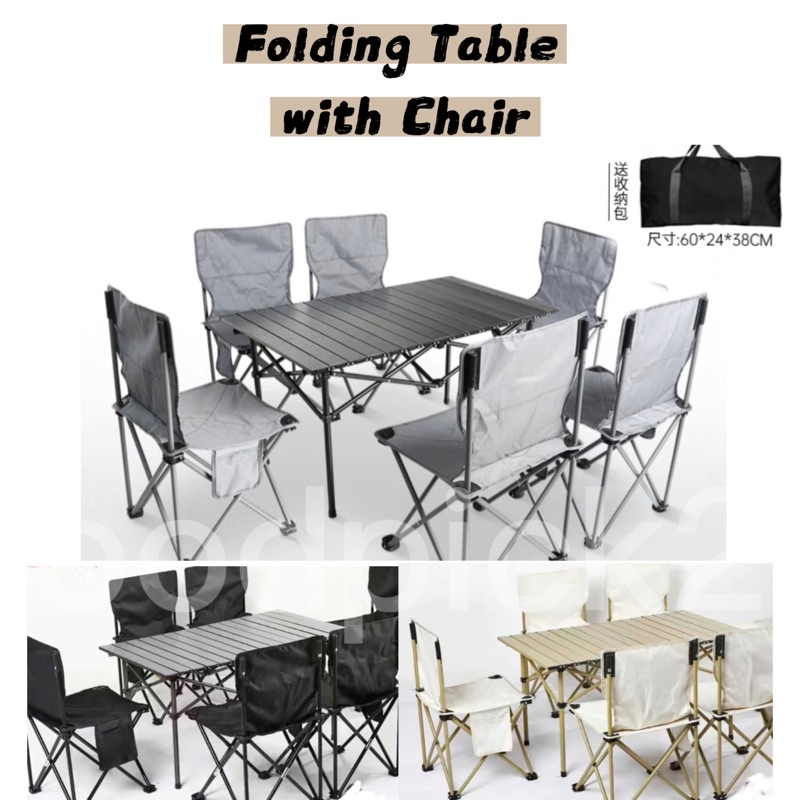 Portable Outdoor Camping Picnic Table Set Chair 7 piece Set Seater ...