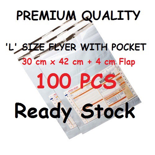 100 pcs "L" A3 Size Flyer/Courier Bag/Packaging Bag With Pocket ...