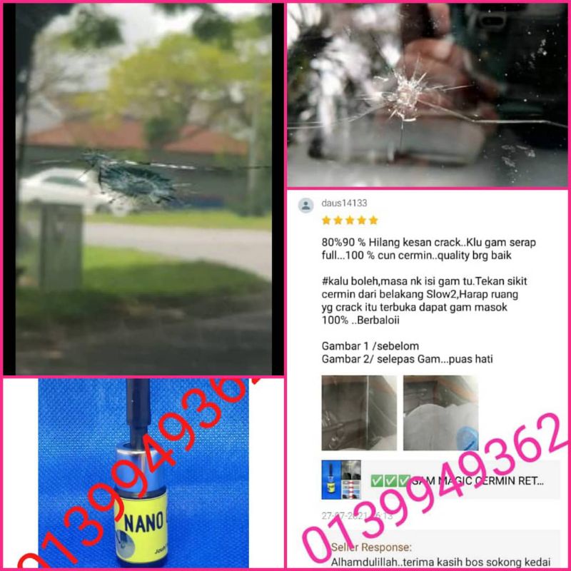 GAM CERMIN KERETA YANG RETAK | Shopee Malaysia