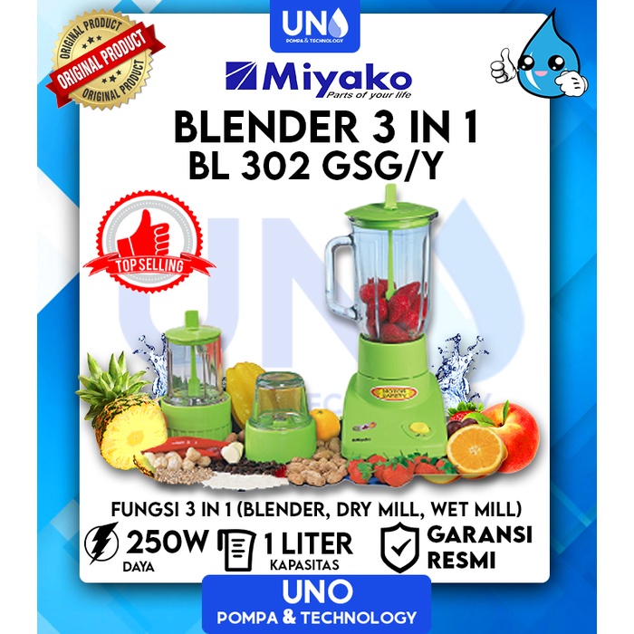 Miyako Glass Blender 1 Liter BL-301 / BL301 / BL 301 GSG & GSY | Shopee Malaysia