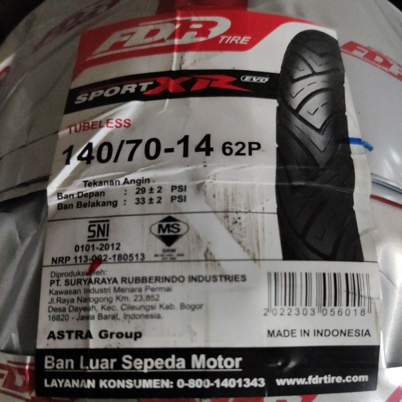 TAYAR SKUTER FDR SPORT XR EVO 80/80-14 > 140/70-14 TL (2020) (NVX) | Shopee Malaysia