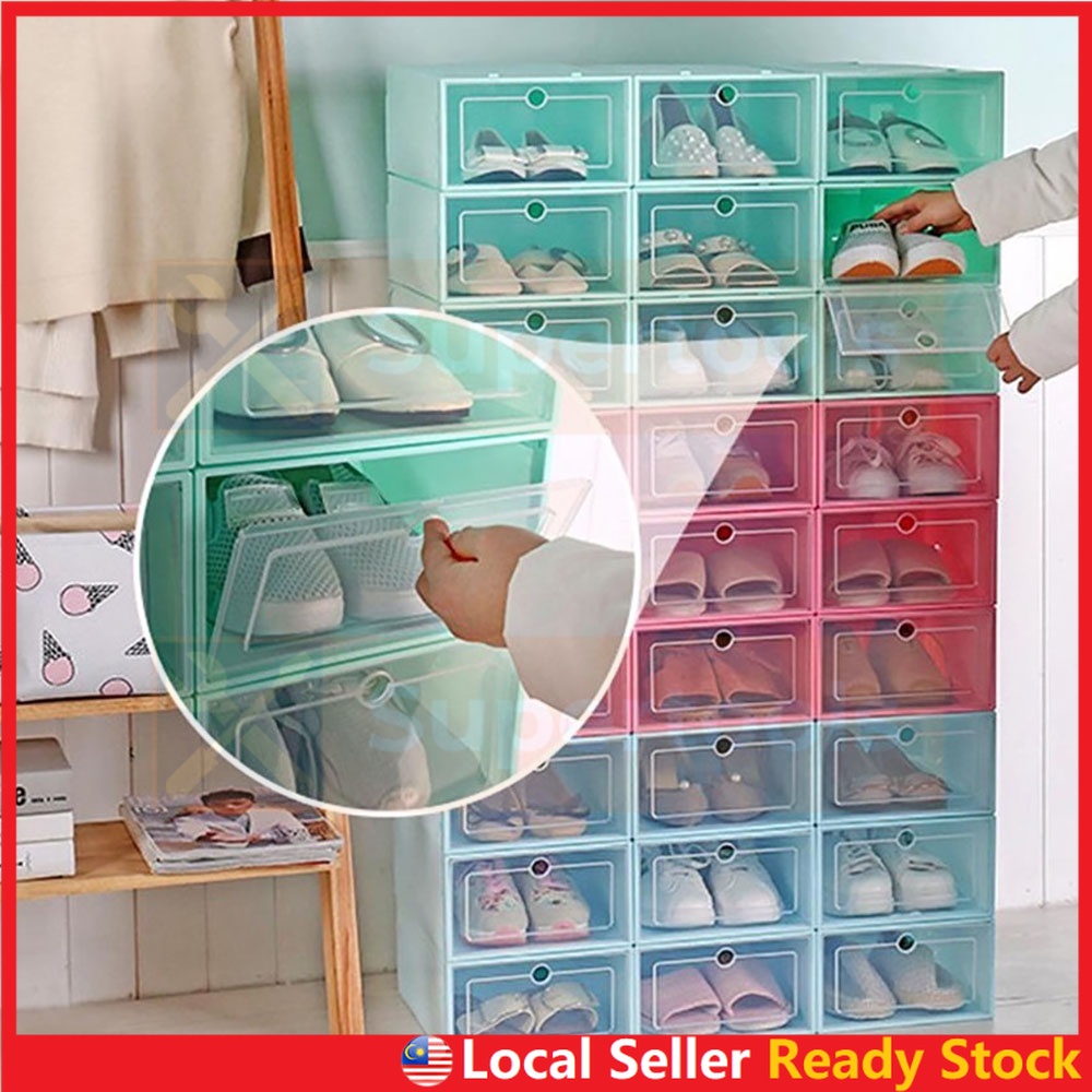 Stackable Drawer Shoes Shoe Box Storage Rack Foldable Attachable ...