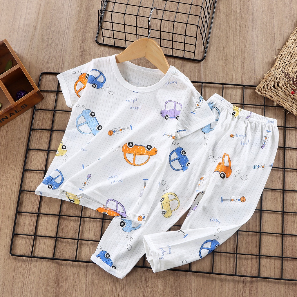 Boys Long Sleeved Pyjama Sets Children Summer Short Sleeve Sleepwear ...
