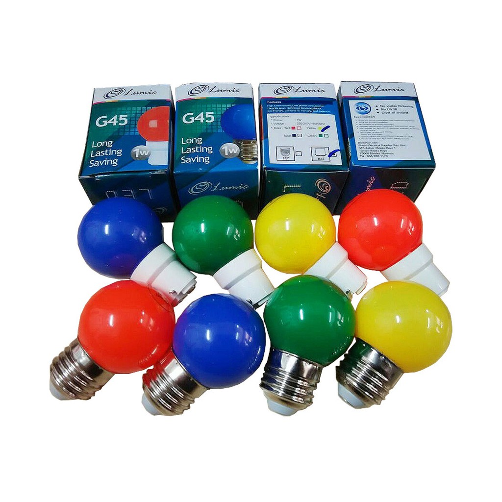 LUMIC G45 1W LED COLOUR BULB (R/Y/B/G) | Shopee Malaysia