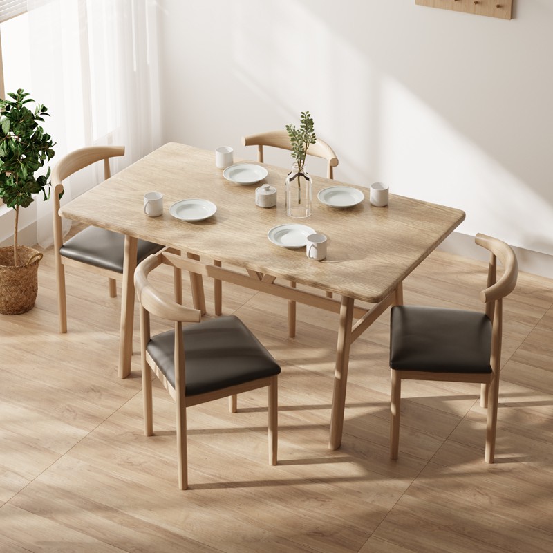 Nordic Dining Tables And Chairs Set Modern Minimalist Log Style Dining ...