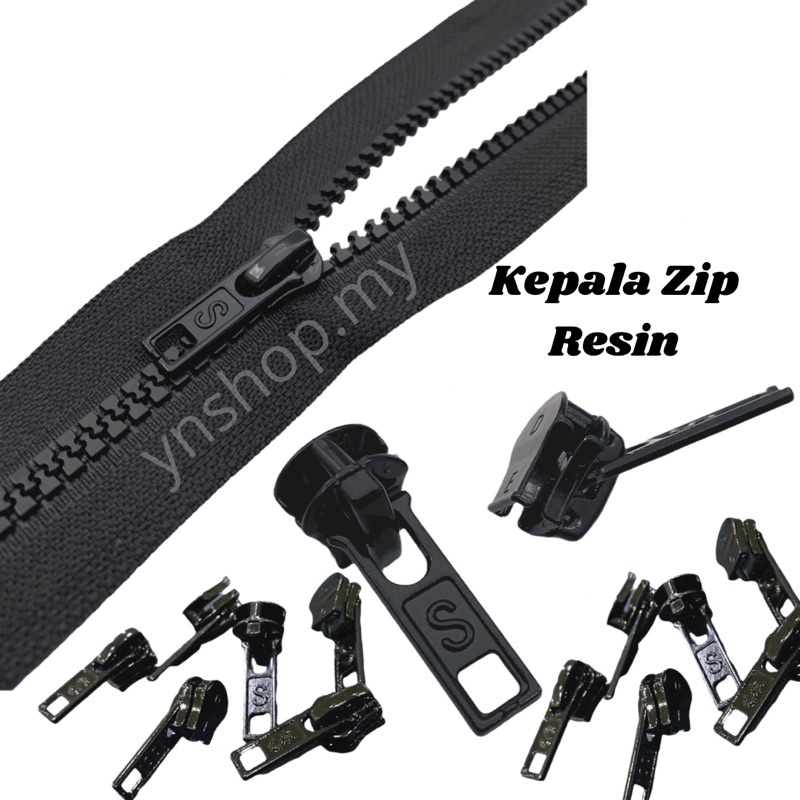 #5 Metering Resin Zipper & Slider #5 / Zip Meter Potong Resin & Kepala ...