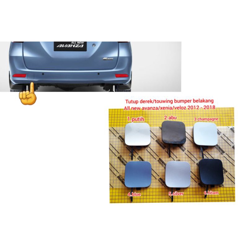 Rear bumper towing cover for toyota all new avanza veloz daihatsu xenia ...