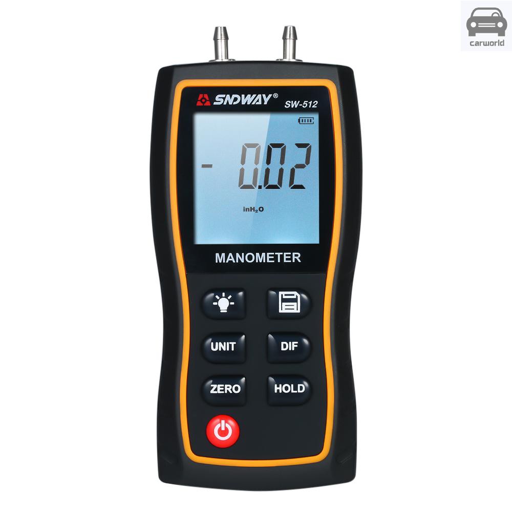 SNDWAY High Precision Differential Manometer Hand-held LCD Digital Dual ...