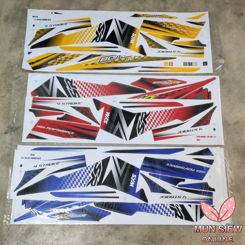 Stiker Sticker Body Stripe Cover Set (2) Sym Bonus 110 SR | Shopee Malaysia