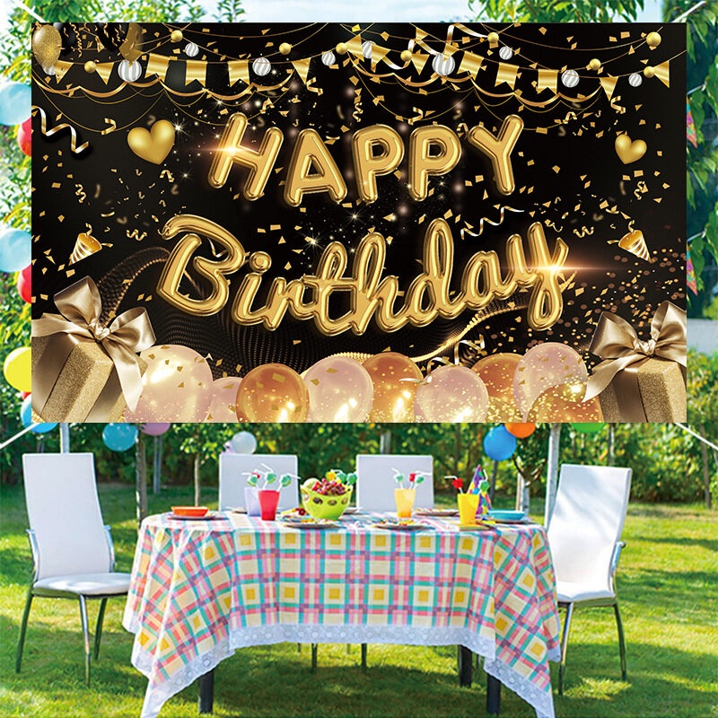 Reusable Birthday Party Poster Wallpaper Background Bronzing Birthday ...