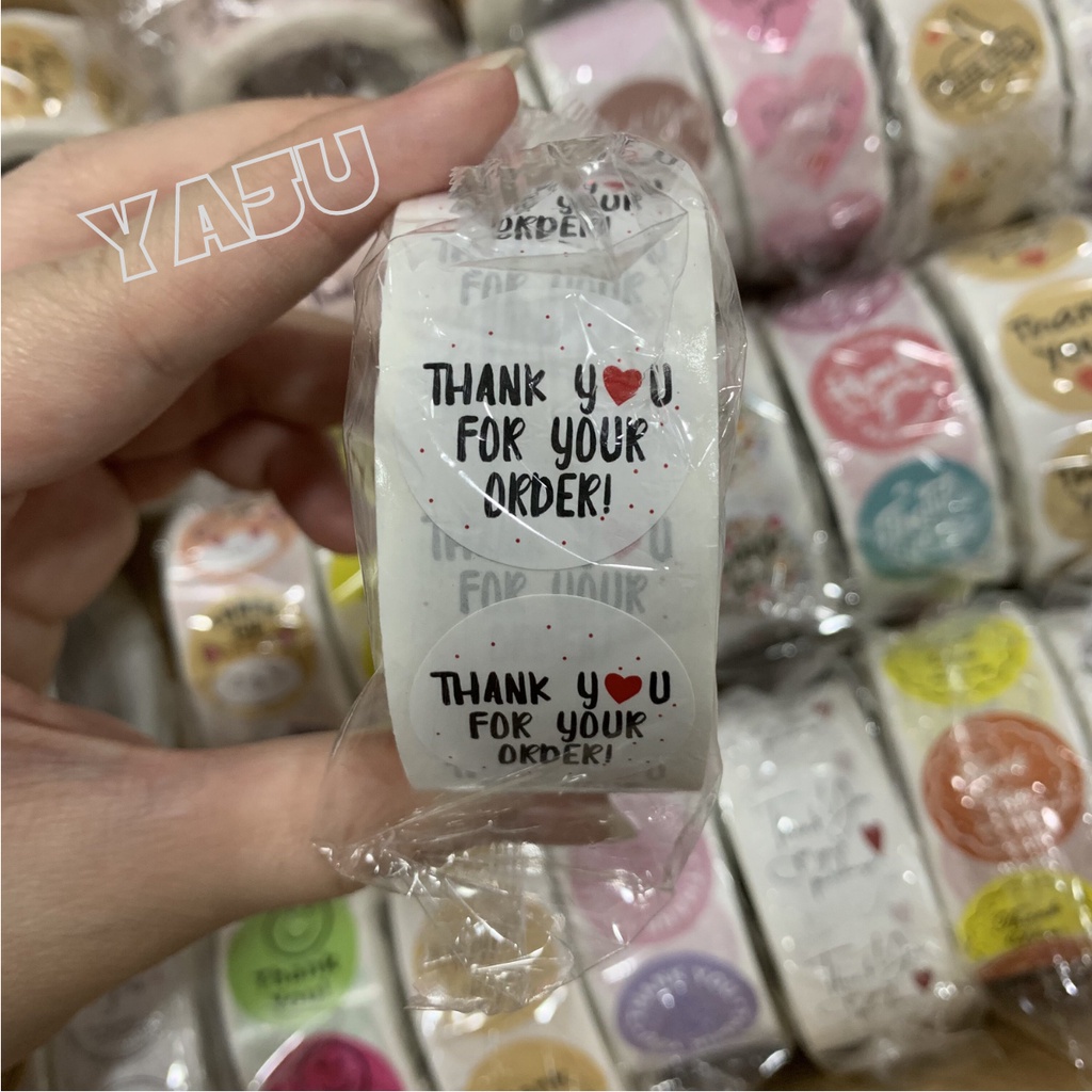 【YAJU!】Thank You & Handmake Sticker 25MM Label Seal Love Terima Kasih ...
