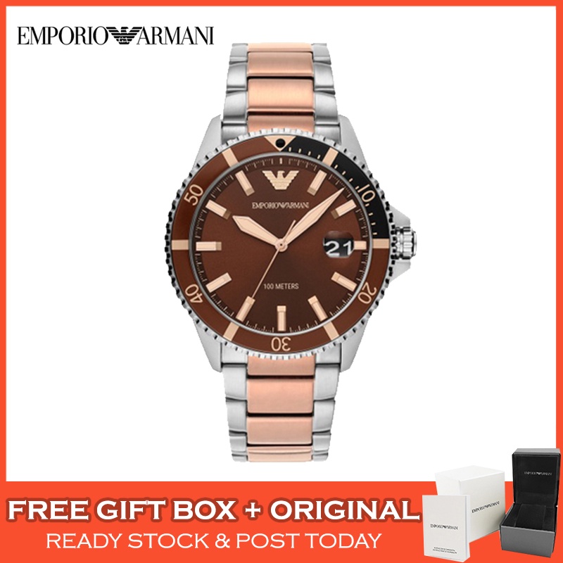 [Original] Emporio Armani Rootbeer Two Tone Rose Gold Stainless Steel ...