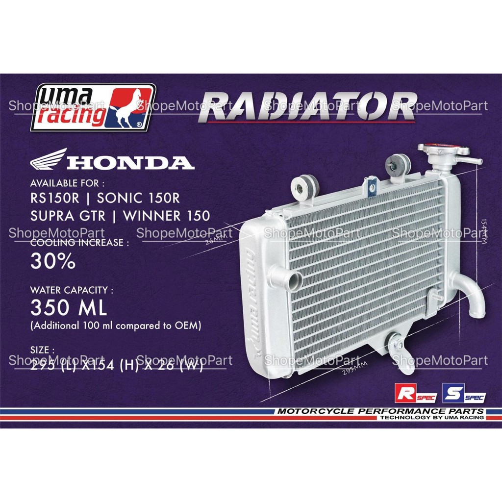 100% UMA RACING RADIATOR TANK TANGKI COOLANT YAMAHA LC135 135LC LC 135 ...