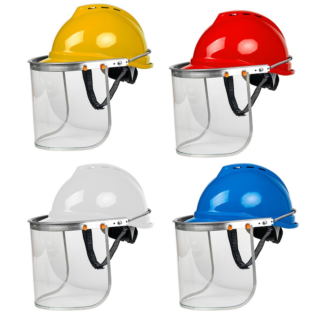 Safety helmet with face shield, full face protection, transparent PVC ...