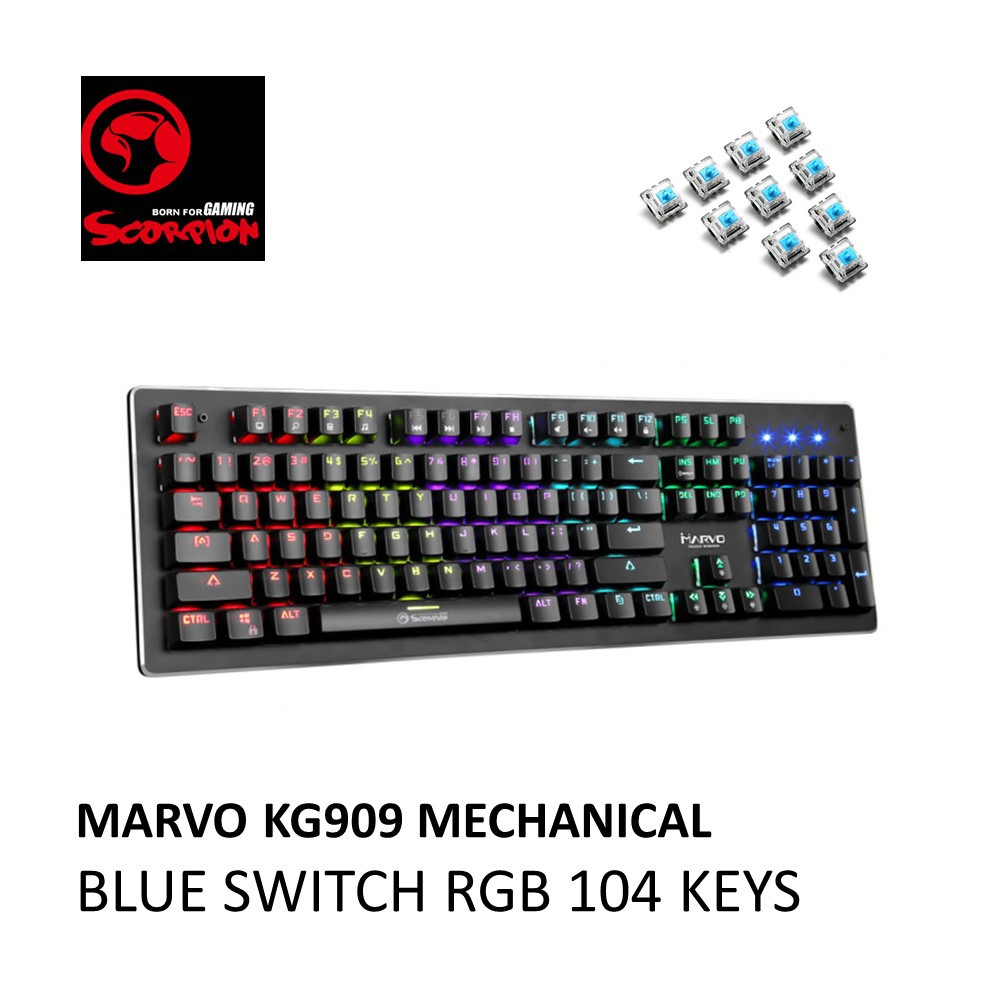 MARVO SCORPION MECHANICAL GAMING KEYBOARD RGB BACKLIGHT BLUE SWITCH ...