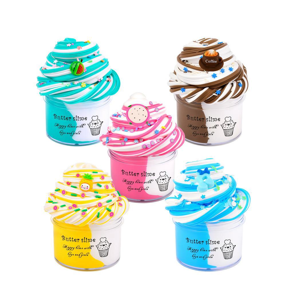5Packs 60ml Double Color Butter Slime, Dragon fruit, watermelon ...