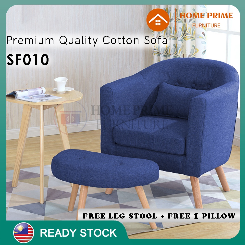 HOME PRIME SF010 Kerusi Sofa Kapas Berkualiti Premium Gaya Nordic Dengan Rehat Lengan & Rehat ...