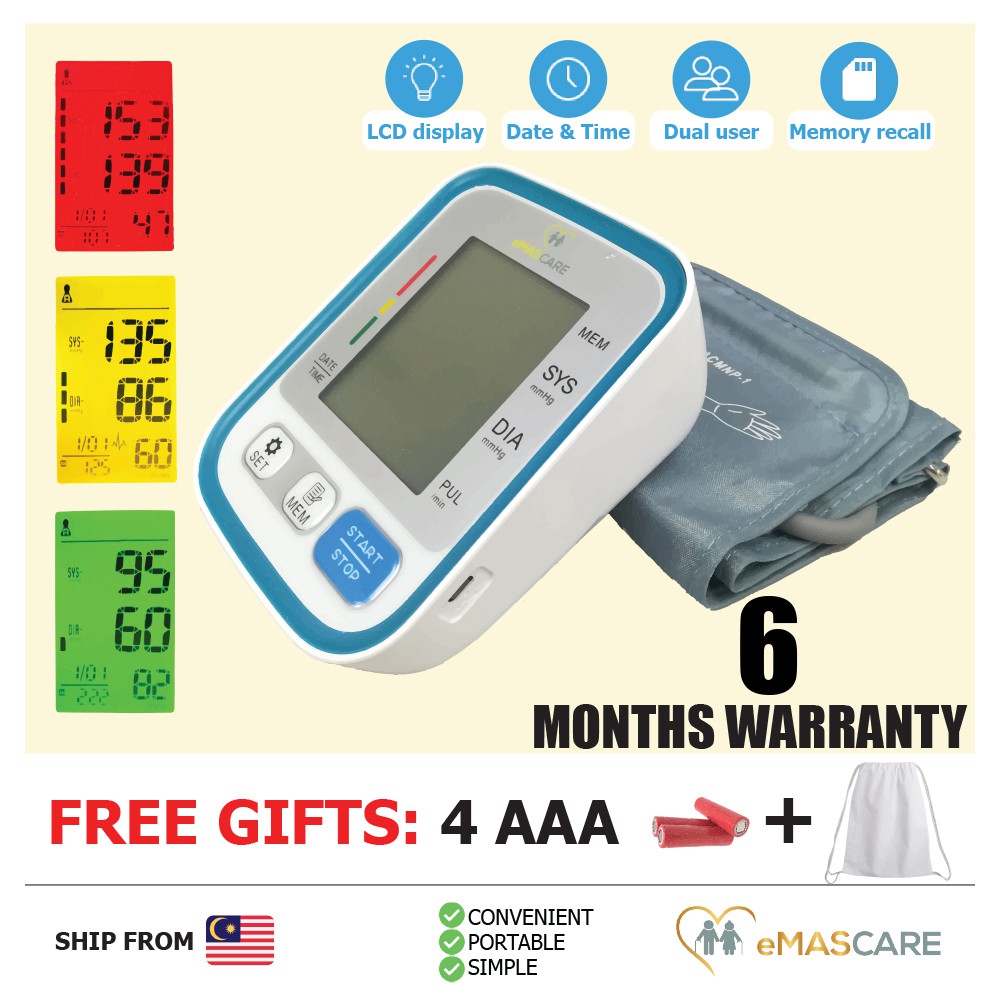 Tinggi BP Monitor Heart Beat Measure Blood Test Heart Rate Pulse Arm ...