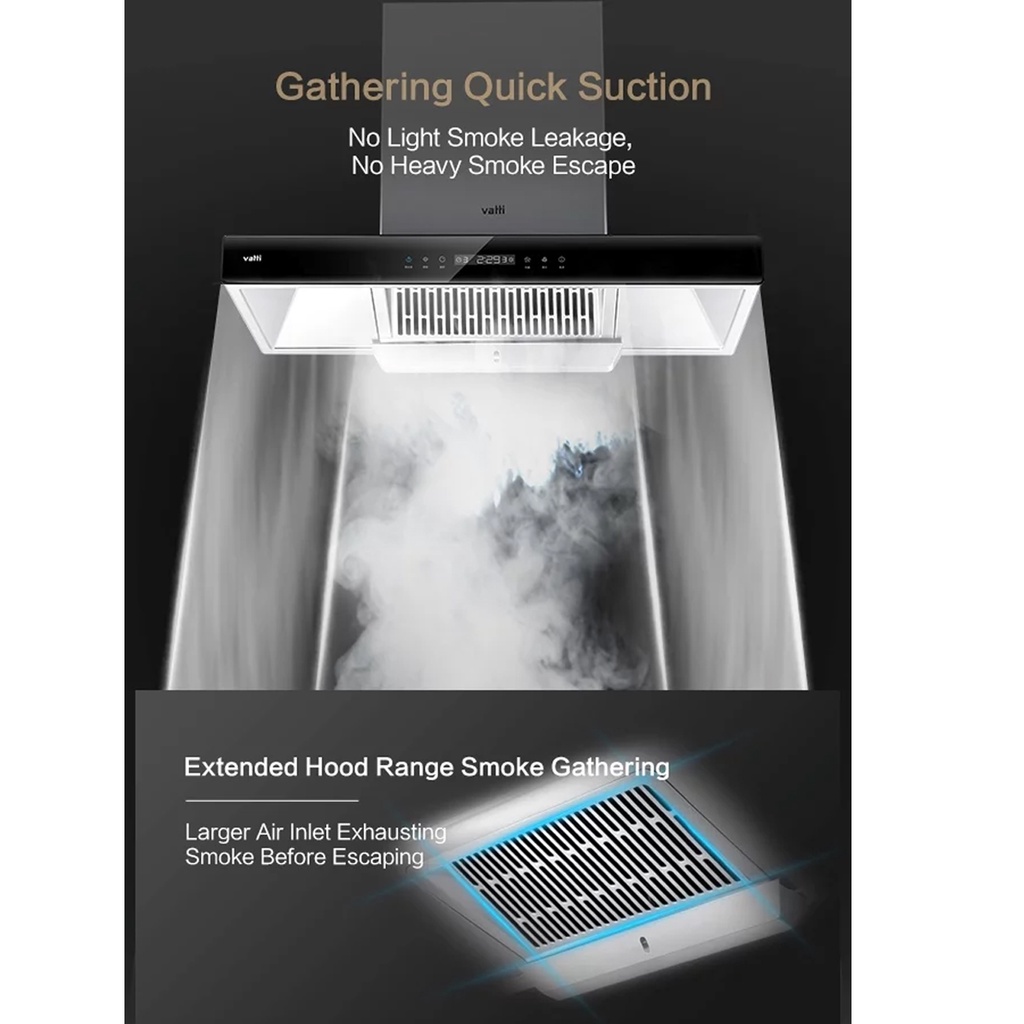 Vatti V931 Artemis Series T Type Range Hood 1860m3/h Suction Power with Steam & Hot Auto Clean ...