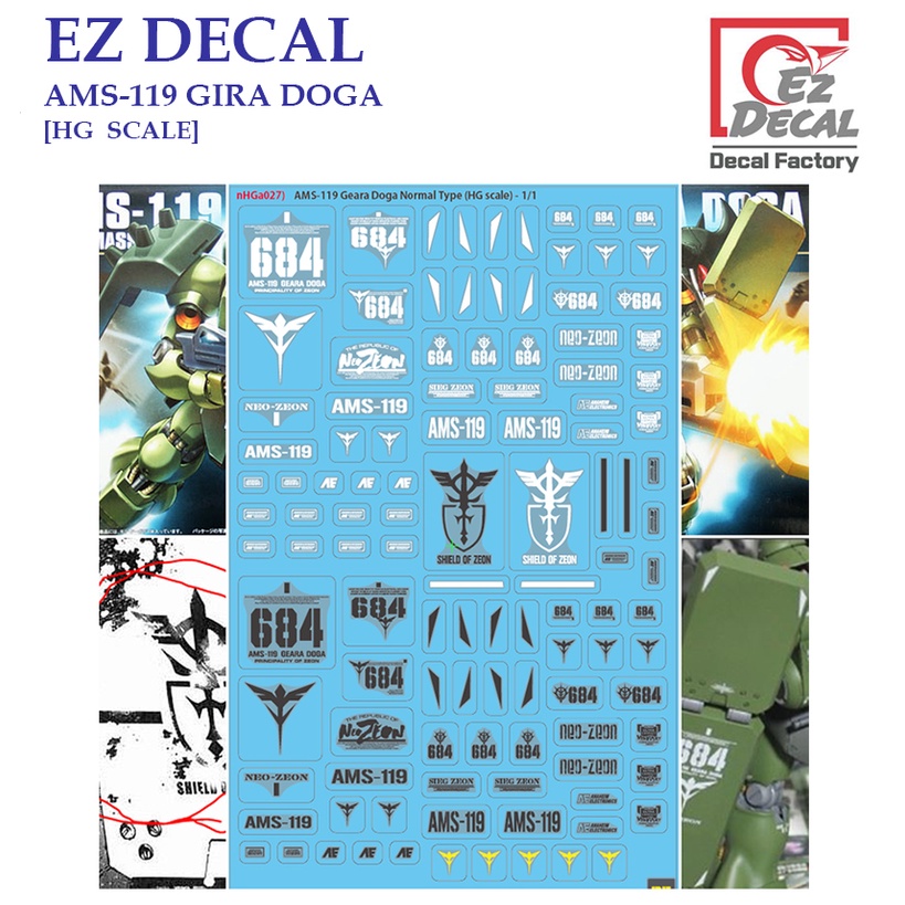 [EZ DECAL] B16 HG 1/144 AMS-119 GIRA DOGA GUNDAM [HG SCALE] WATER SLIDE ...