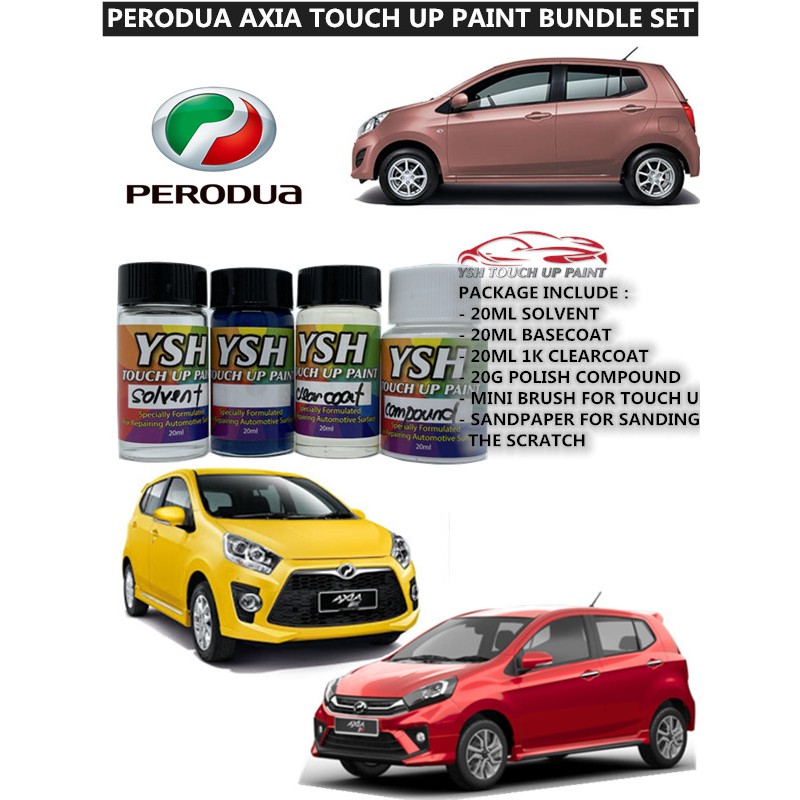 PERODUA AXIA Original Touch Up Paint - YSH Touch Up Combo Set - Scratch ...