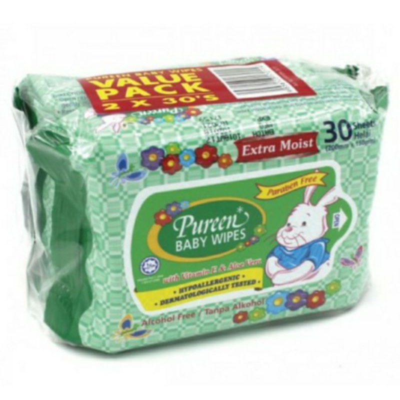 Pureen baby wipes / wet tissue twin pack (30's×2) | Shopee Malaysia