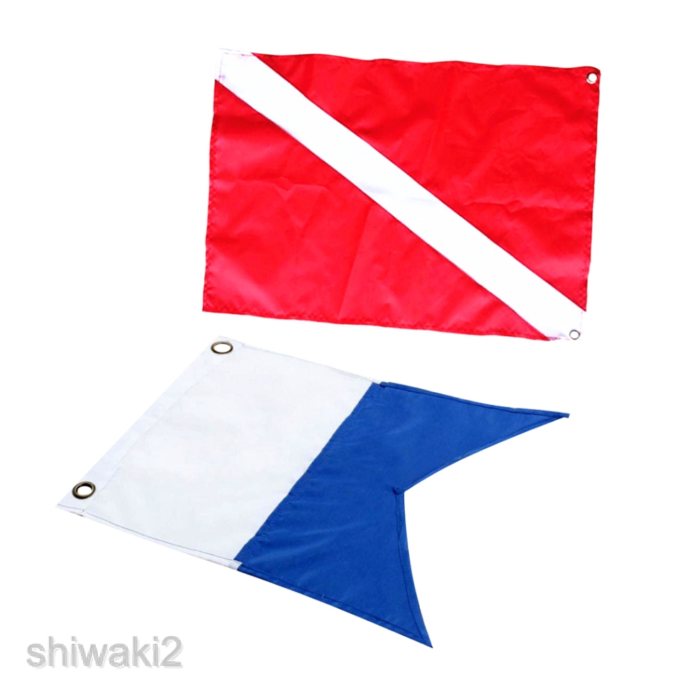[shiwakibcMY] Set of 2 Dive Boat Flag (Alpha Flag) & Flag ( Flag ...