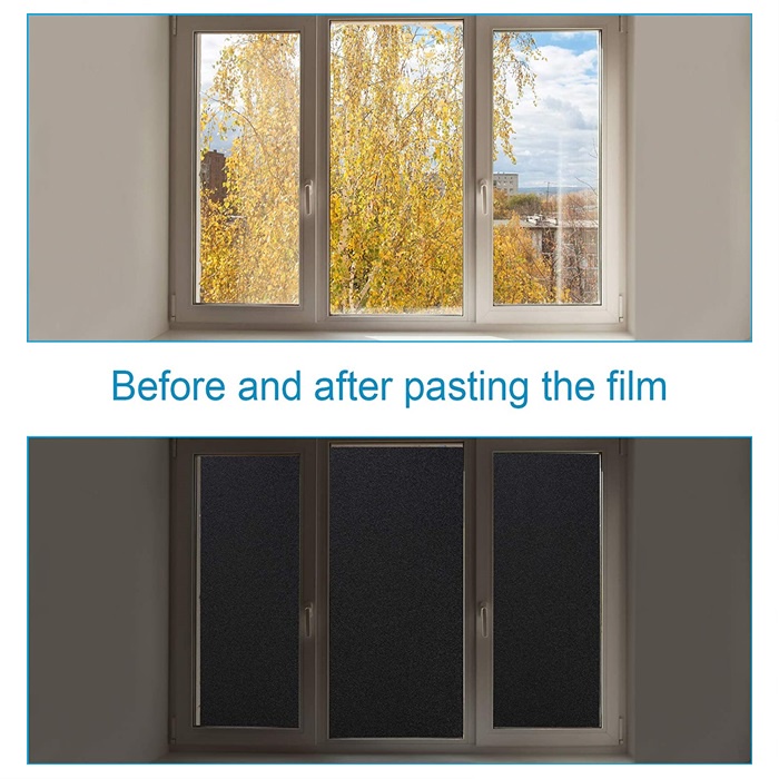 Black Sunscreen Glass Film Self-Adhesive Vinyl Light-Blocking Decals UV ...