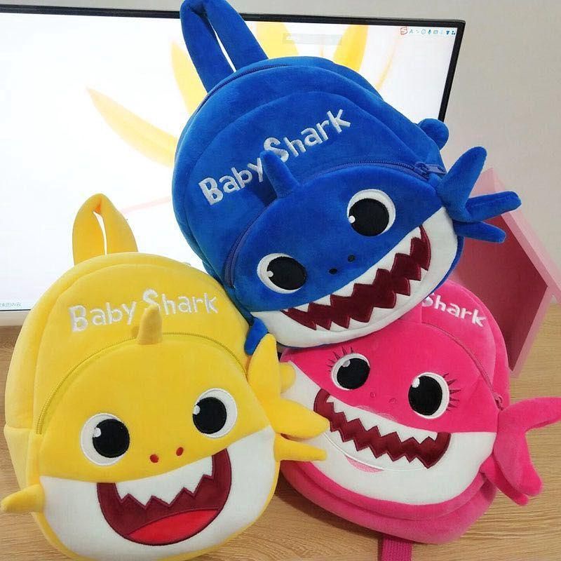 19cm Baby Shark Backpack for Children Soft Plush Schoolbag Shoulder Bag ...
