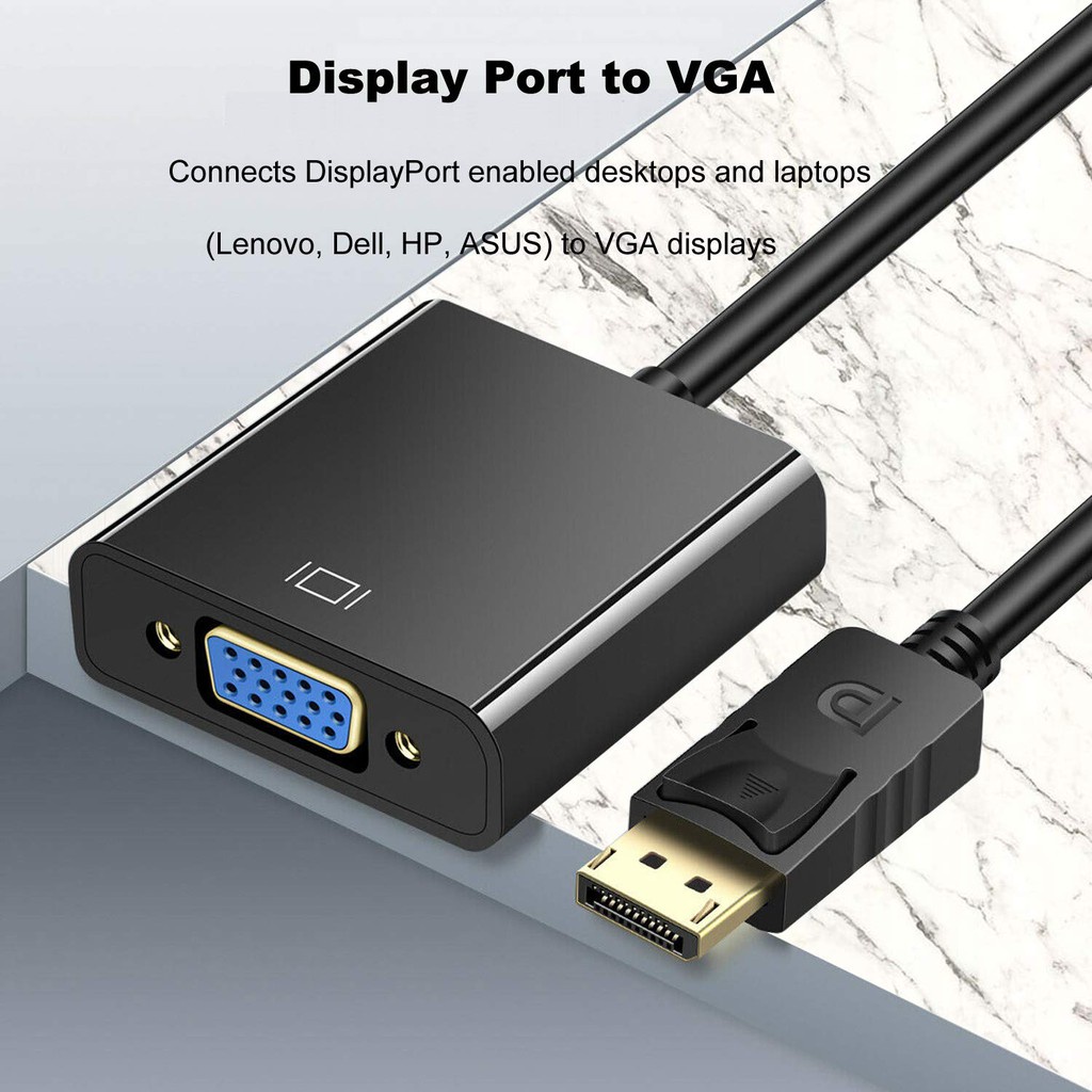 Display Port To VGA Converter Male to Female Cable DP Adapter ...
